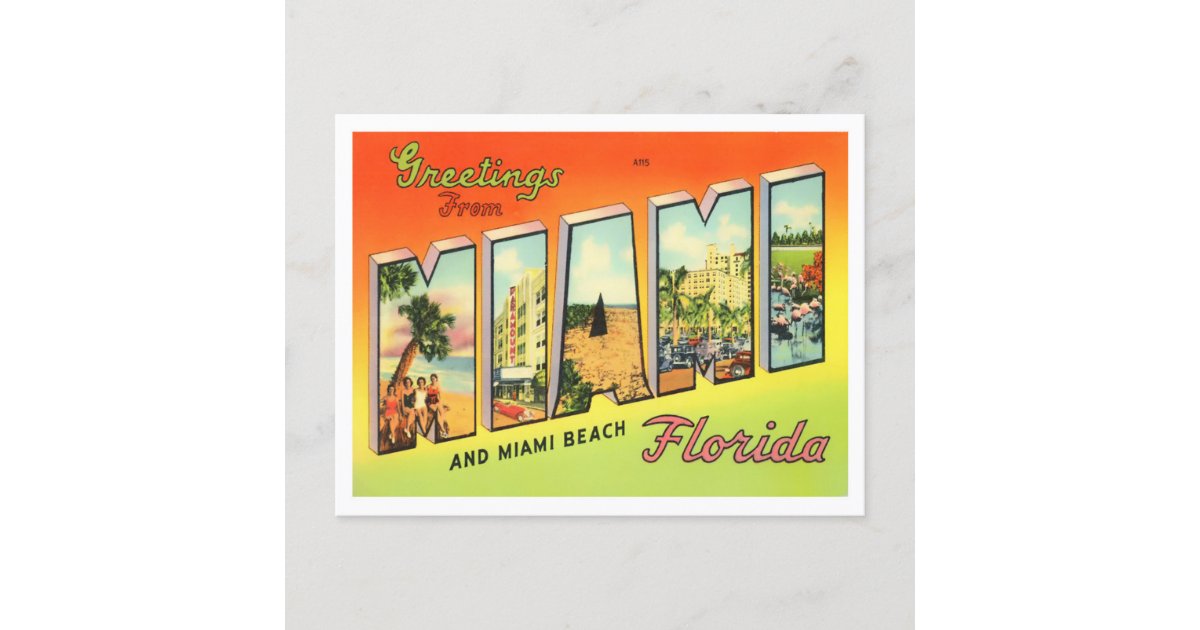 Miami, Florida Vintage Big Letters Postcard | Zazzle