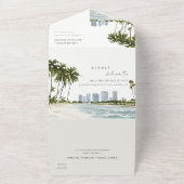 Miami Florida Watercolor Palm Landscape Wedding All In One Invitation ...