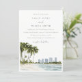 Miami Florida Watercolor Palm Landscape Wedding Invitation | Zazzle