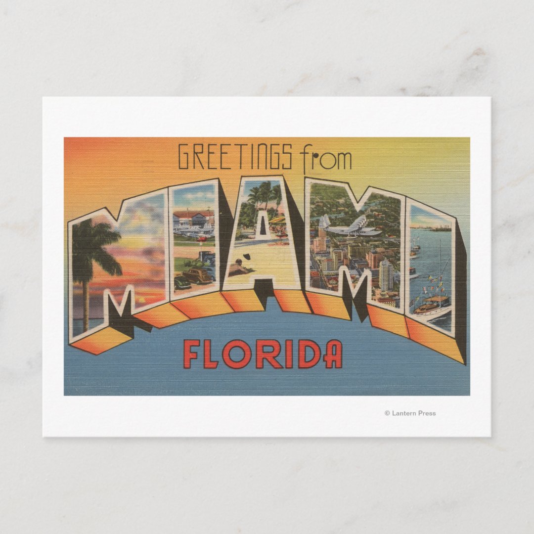 Miami, FloridaLarge Letter ScenesMiami, FL Postcard | Zazzle
