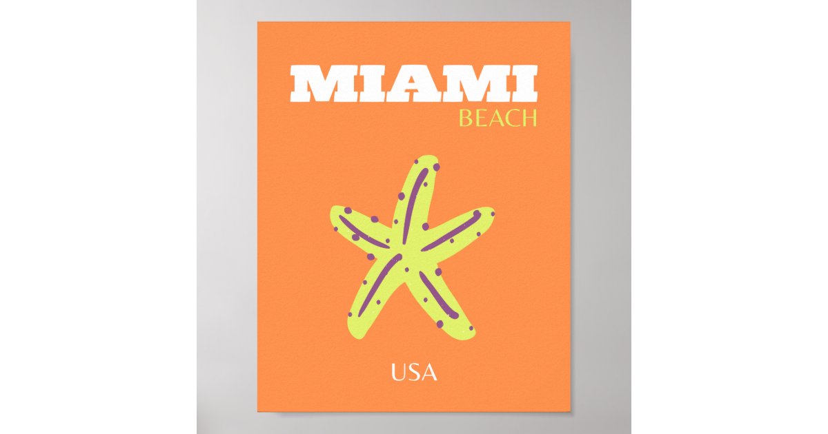 Miami, Miami Beach, Florida, Preppy, Orange Poster | Zazzle
