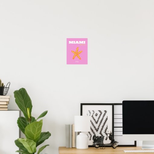 Miami, Miami Beach, Florida, Preppy, Pink, Orange Poster | Zazzle
