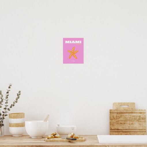 Miami, Miami Beach, Florida, Preppy, Pink, Orange Poster | Zazzle