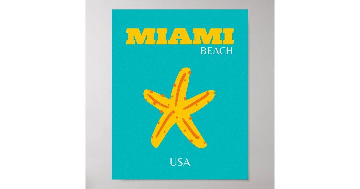 Miami, Miami Beach, Preppy Room, Travel Art, Retro Poster | Zazzle
