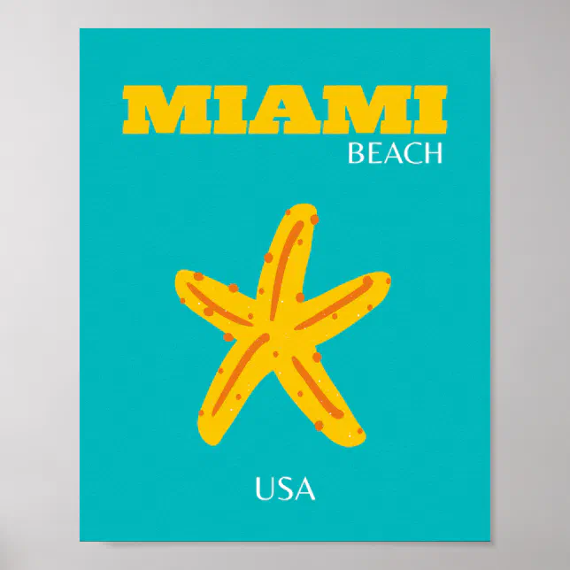 Miami, Miami Beach, Preppy Room, Travel Art, Retro Poster | Zazzle