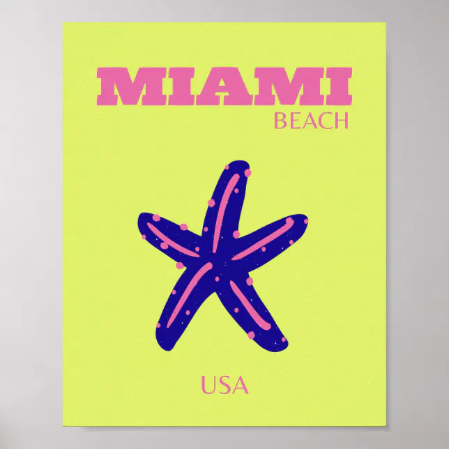 Miami, Miami Beach, Travel Art, Preppy Poster | Zazzle