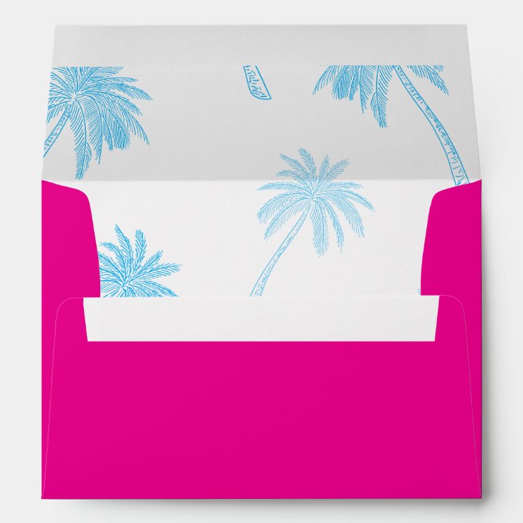 Miami Nights Blue Palm Trees Envelope | Zazzle