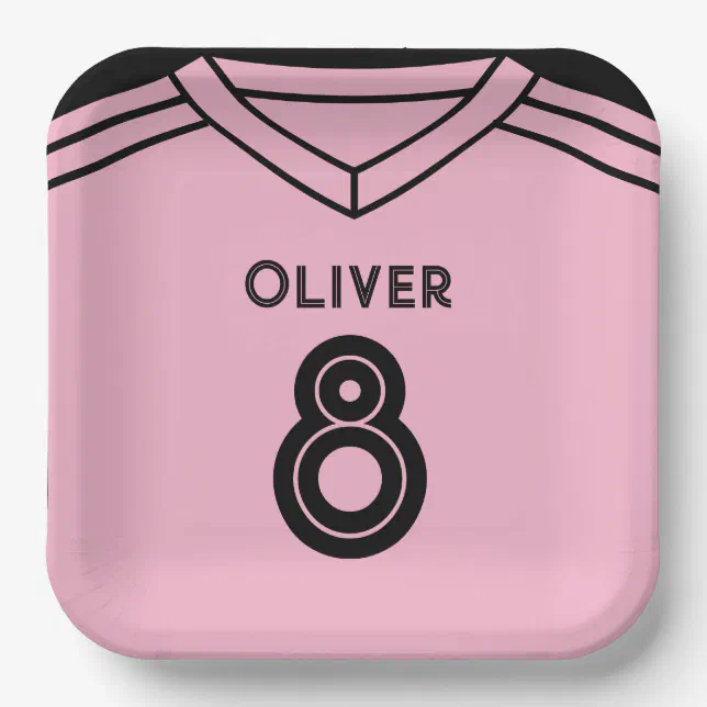 Miami Pink and Black Soccer Birthday Party Paper Plates | Zazzle