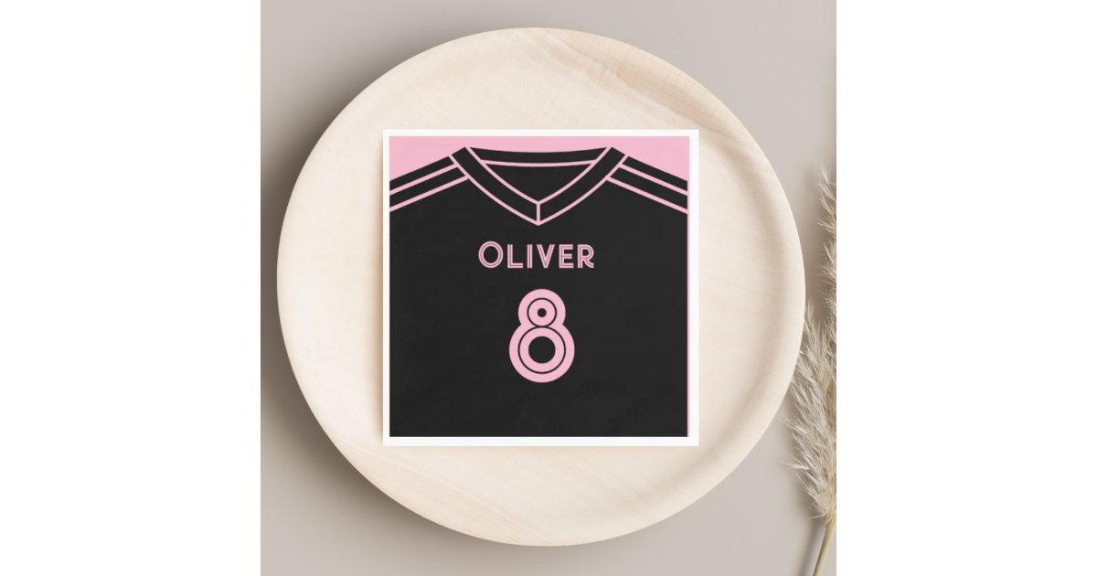 Miami Pink and Black Soccer Party Birthday Napkins | Zazzle
