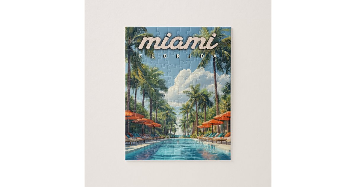 Miami Pool Vintage Jigsaw Puzzle | Zazzle