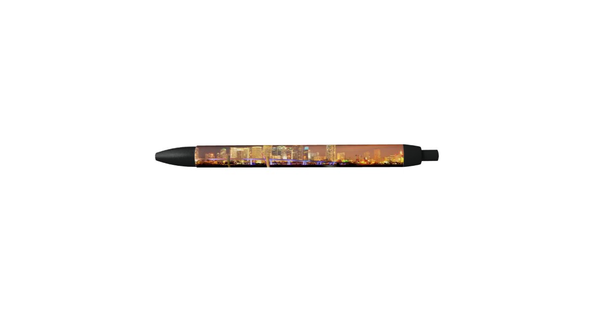 Miami skyline at night, Florida Pen | Zazzle