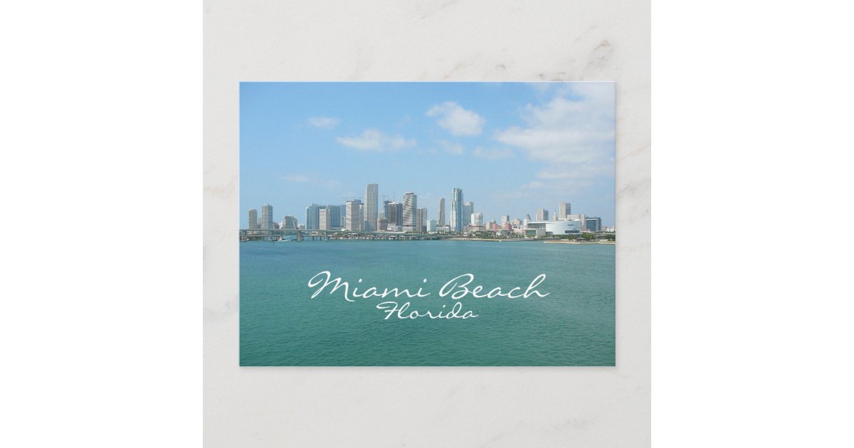 Miami Skyline, Miami Beach, Florida Postcard | Zazzle