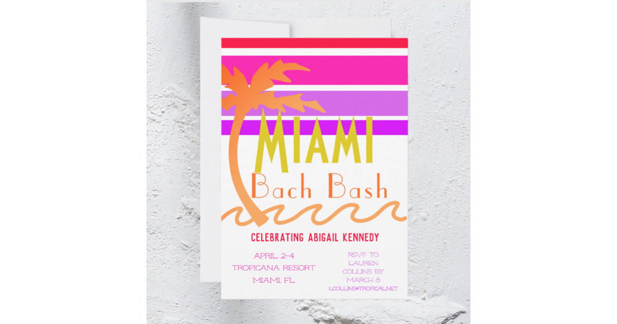 Miami Tropical Bachelorette Party Invitation | Zazzle