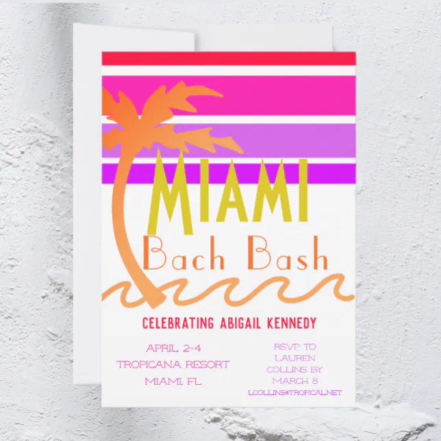 Miami Tropical Bachelorette Party Invitation | Zazzle