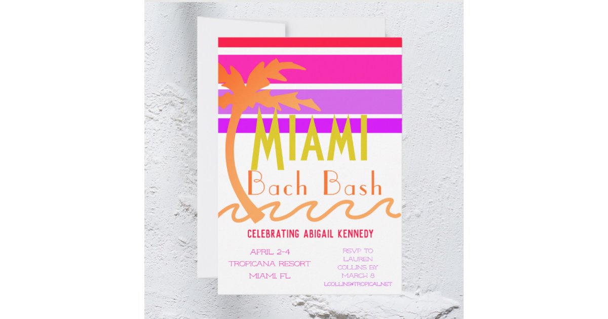 Miami Tropical Bachelorette Party Invitation | Zazzle