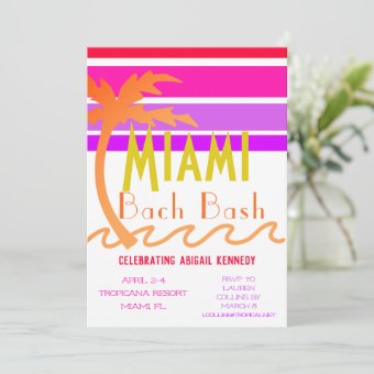 Miami Tropical Bachelorette Party Invitation | Zazzle