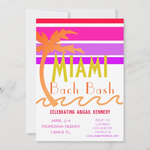 Miami Tropical Bachelorette Party Invitation | Zazzle