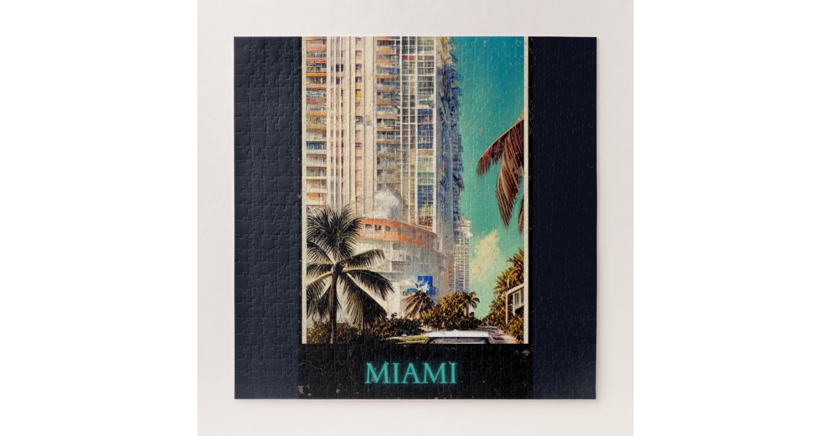 Miami vintage poster jigsaw puzzle | Zazzle