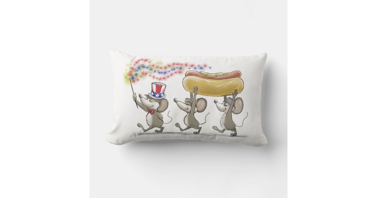 Mic, Mac & Moe's Happy 4th of July Lumbar Pillow | Zazzle