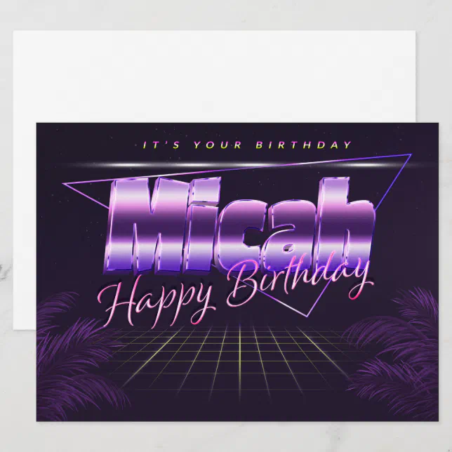 Micah Name First Name pura retro Map Birthday Card | Zazzle