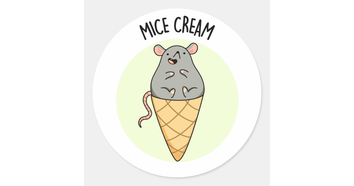 Mice Cream Funny Ice Cream Pun Classic Round Sticker | Zazzle