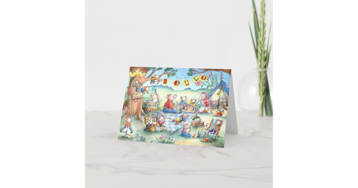 Mice Picnic Camping - Birthday Greeting Card | Zazzle