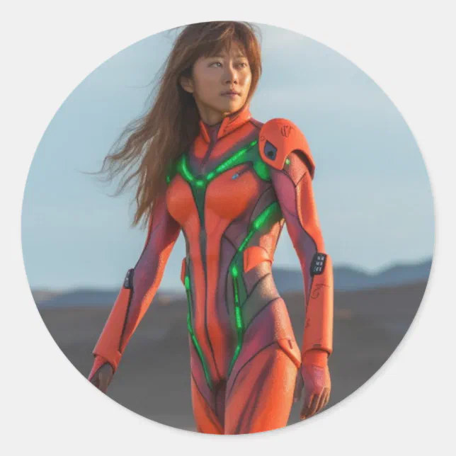 Michael Bay's Evangelion - Asuka Classic Round Sticker | Zazzle