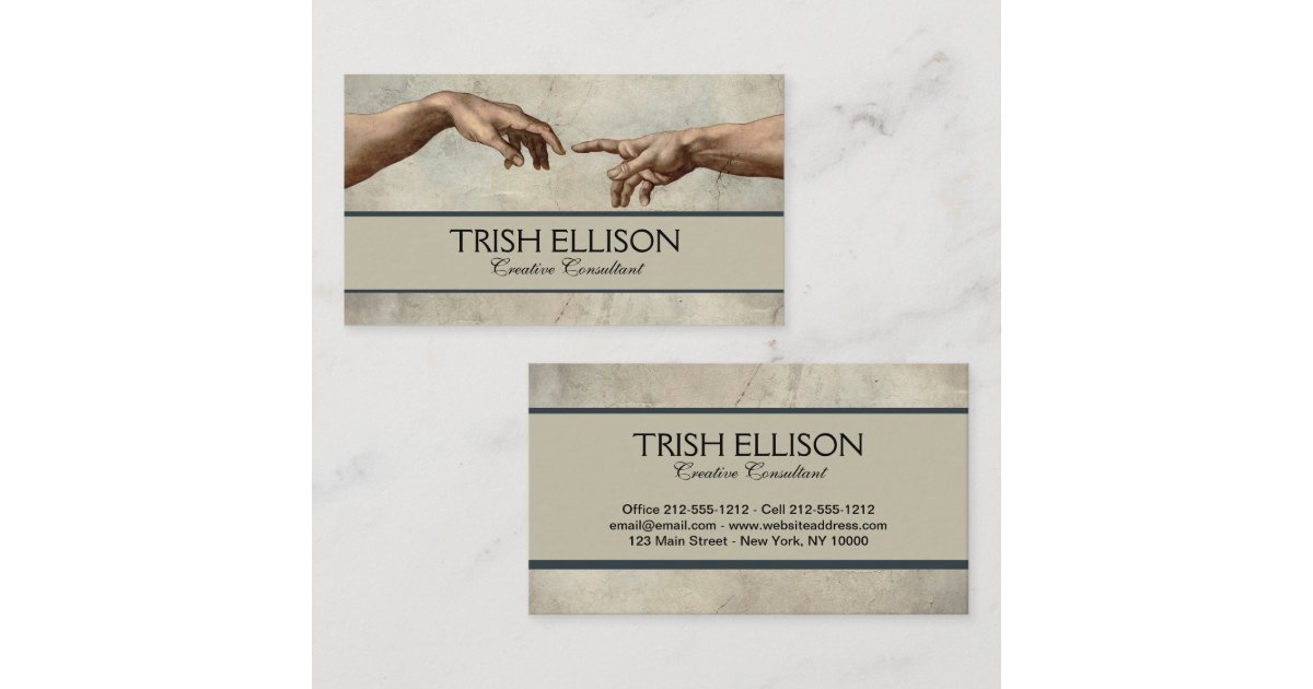Michaelangelo hands creation adam god business card | Zazzle