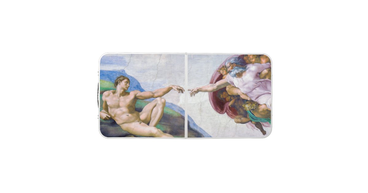 Michelangelo - Creation of Adam Isolated Beer Pong Table | Zazzle