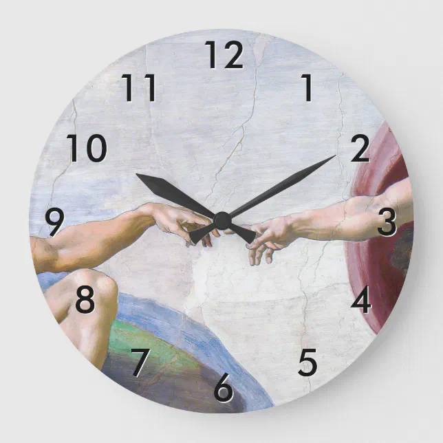 Michelangelo - Creation of Adam Isolated Large Clock | Zazzle