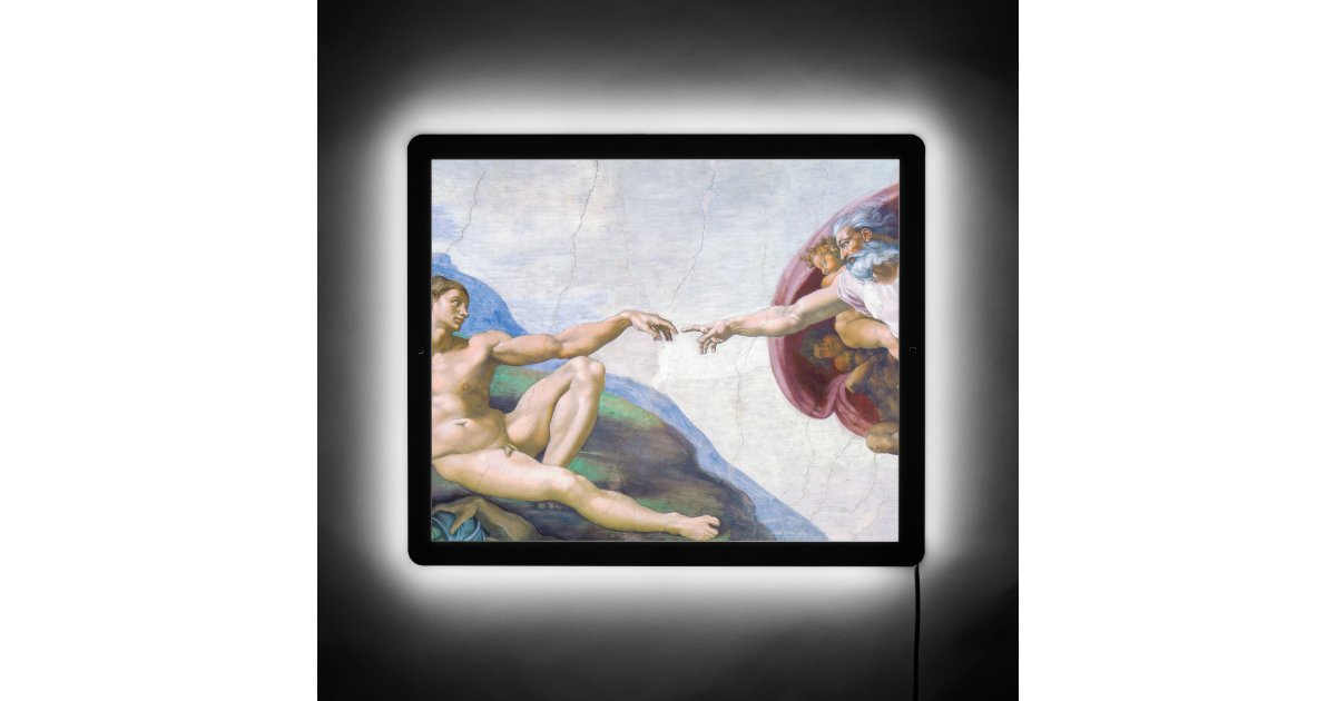 Michelangelo - Creation of Adam Isolated LED Sign | Zazzle