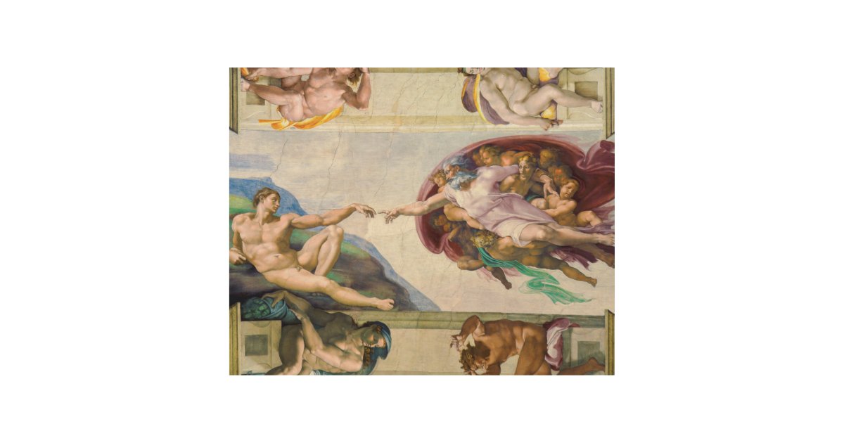 Michelangelo - Creation of Adam, Sistine Chapel's Wood Wall Art | Zazzle