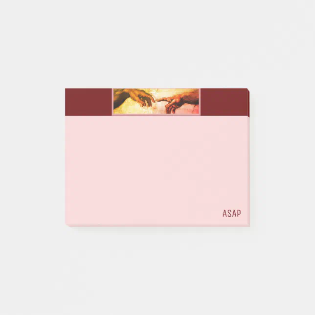 Michelangelo Hands Art on Burgundy & Rose Gold Post-it Notes | Zazzle