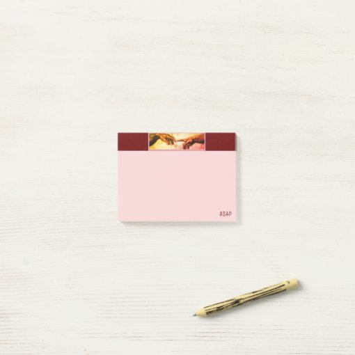 Michelangelo Hands Art on Burgundy & Rose Gold Post-it Notes | Zazzle