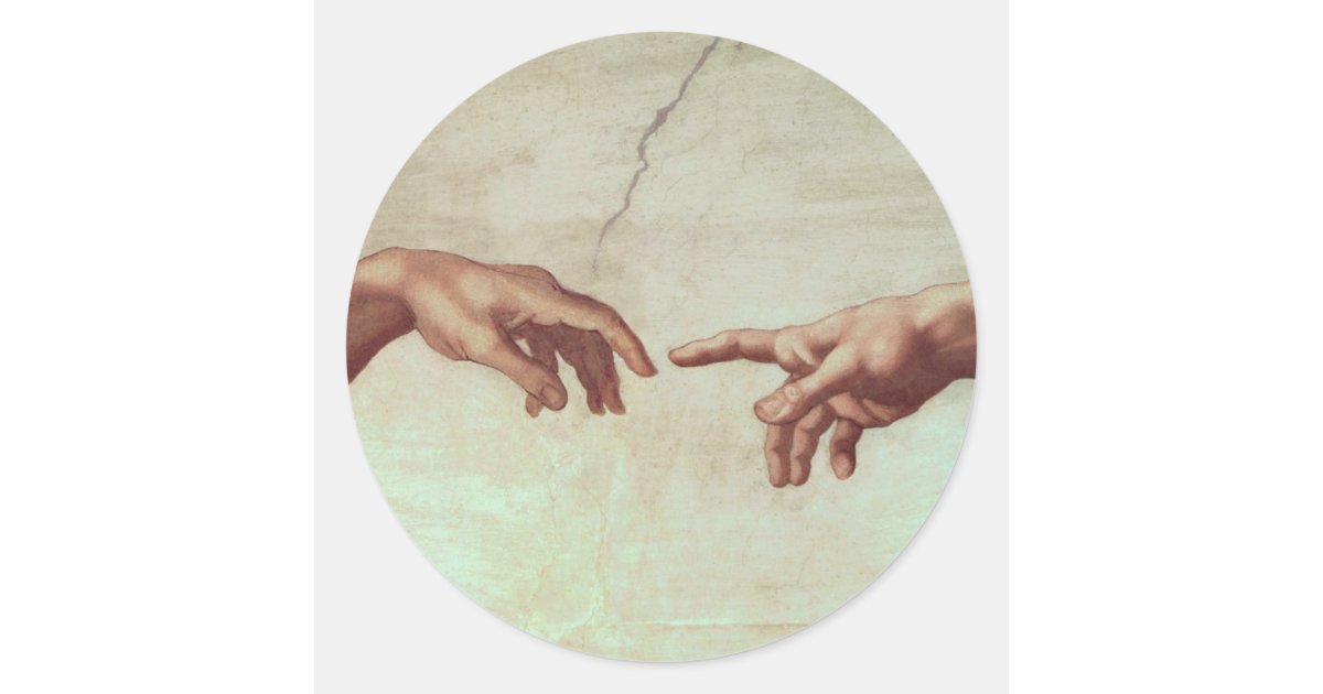Michelangelo Hands Sticker | Zazzle
