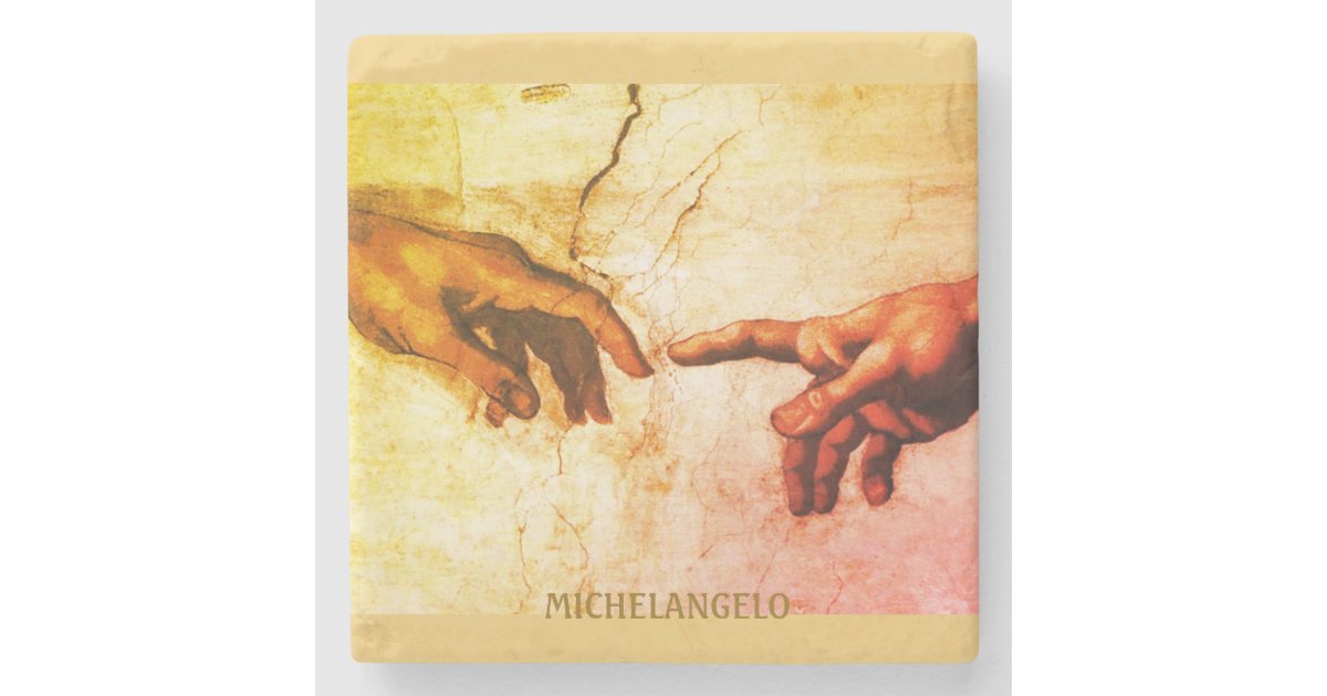 Michelangelo Hands Vintage Art Stone Coaster | Zazzle