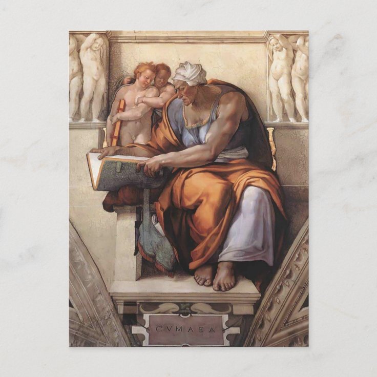 Michelangelo:Sistine Chapel Ceiling: Cumaean Sibyl Postcard | Zazzle