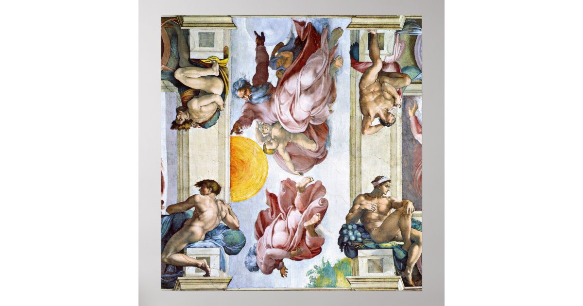 Michelangelo - The creation of sun moon and stars Poster | Zazzle