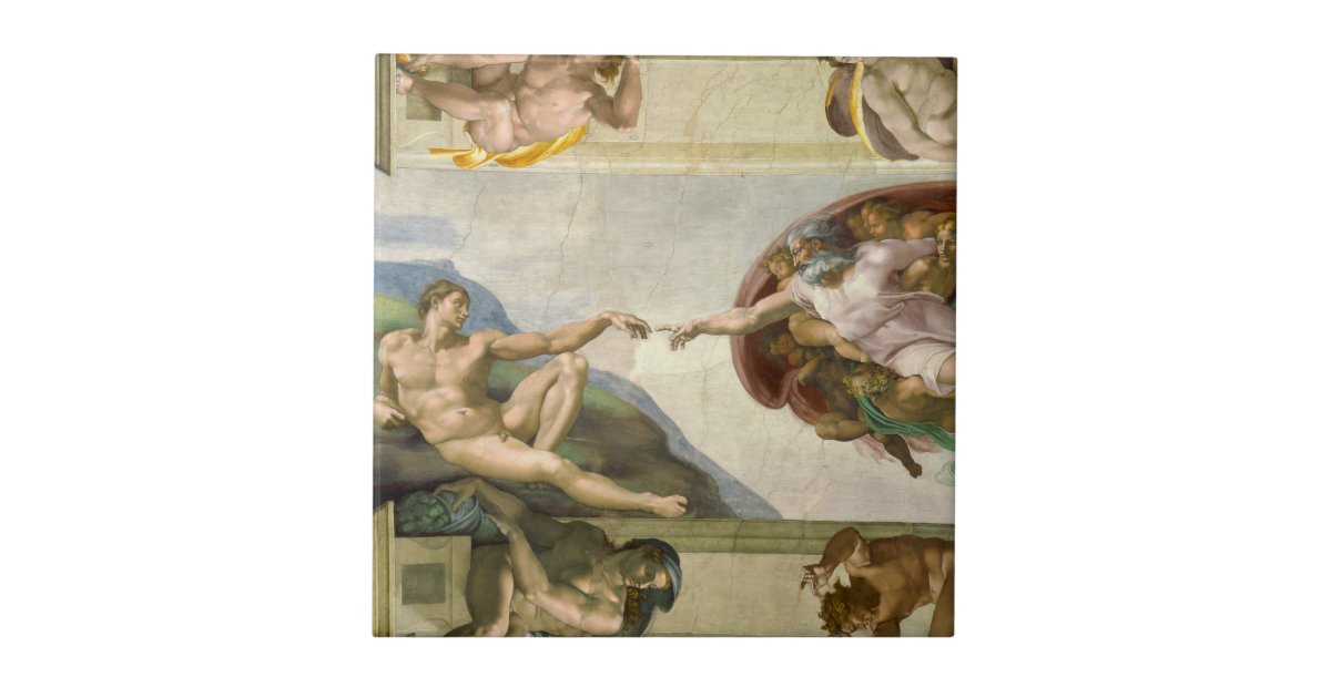 Michelangelo's Creation of Man (Creation of Adam) Ceramic Tile | Zazzle
