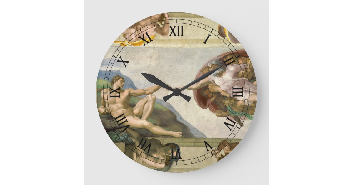 Michelangelo's Creation of Man (Creation of Adam) Large Clock | Zazzle