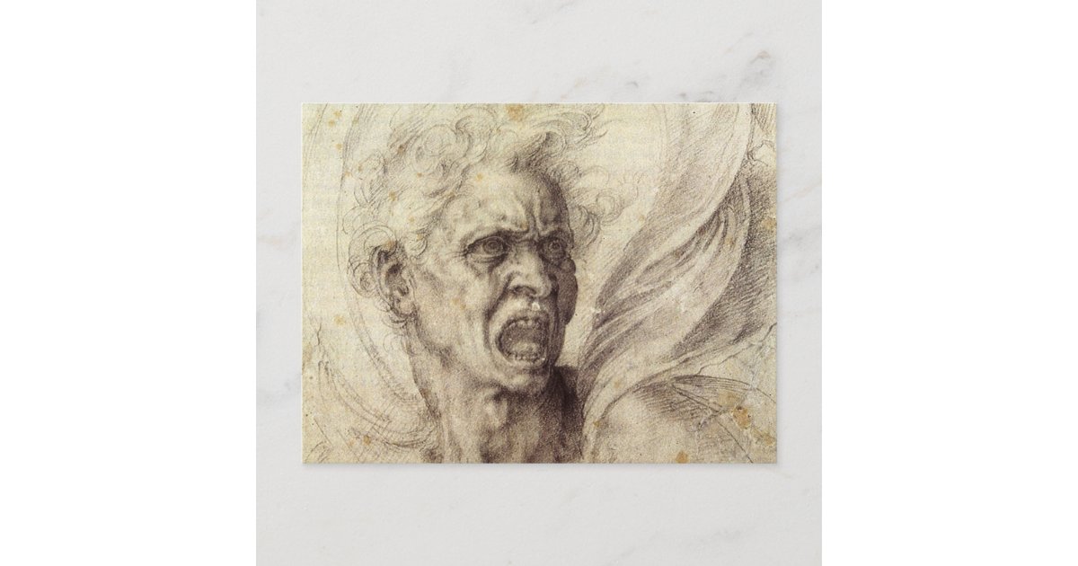 Michelangelo's Damned Soul, Head of a Man Postcard | Zazzle