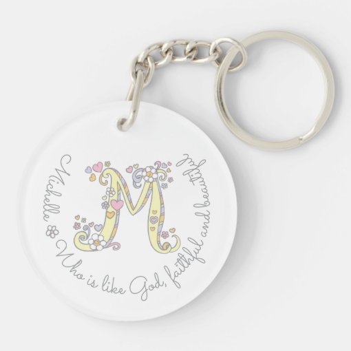 Michelle letter M girls name meaning keychain | Zazzle