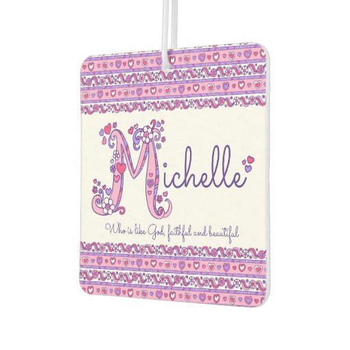 Michelle letter M name meaning purple pink Air Freshener | Zazzle