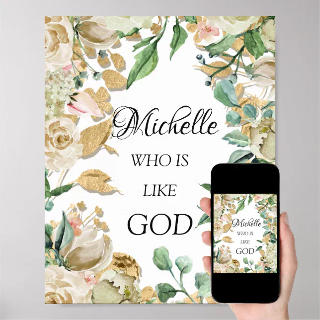 Michelle Name Meaning Florals Bridal Birthday Poster | Zazzle