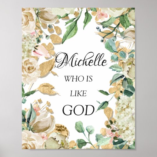 Michelle Name Meaning Florals Bridal Birthday Poster | Zazzle.com