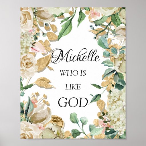 Michelle Name Meaning Florals Bridal Birthday Poster | Zazzle