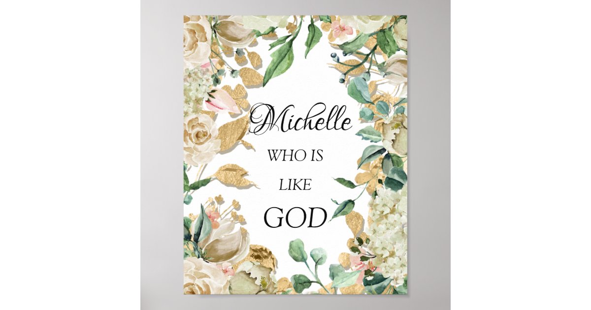 Michelle Name Meaning Florals Bridal Birthday Poster | Zazzle