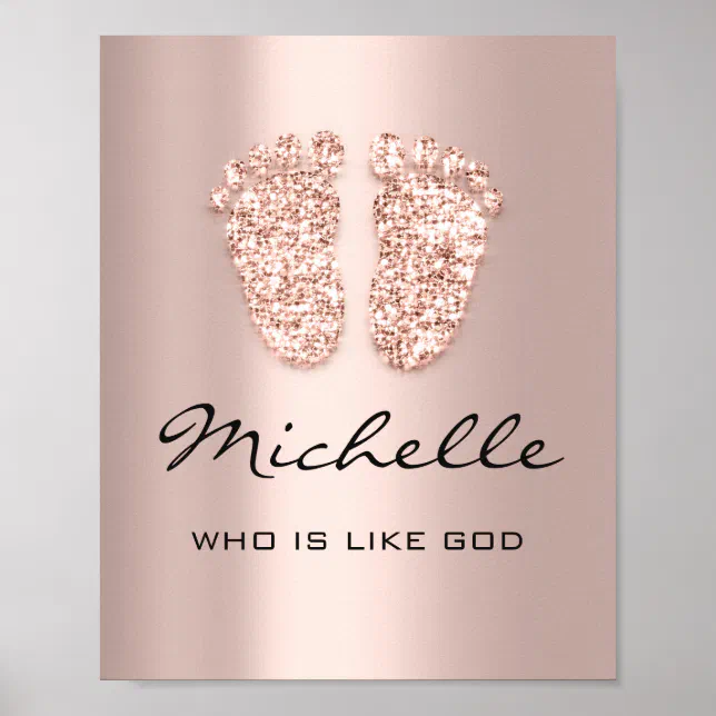 Michelle Name Meaning New Baby Feet Rose Gift Poster | Zazzle