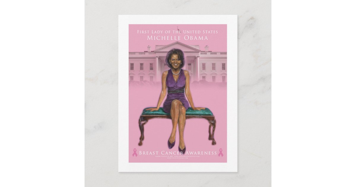 MICHELLE OBAMA BREAST CANCER AWARENESS POST CARD | Zazzle
