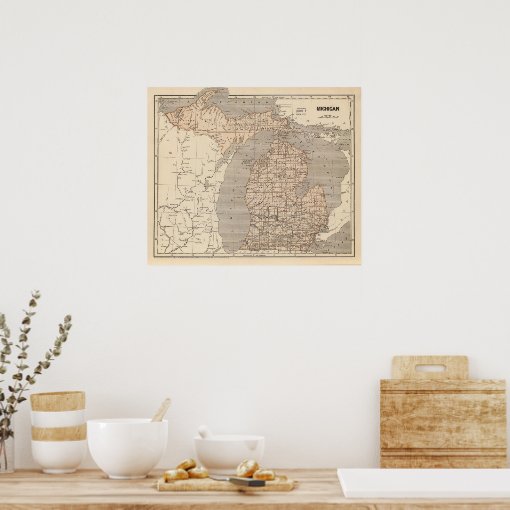 Michigan Atlas Map Poster | Zazzle